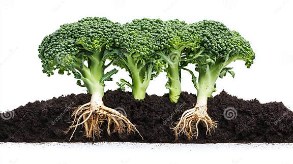 Broccoli Plants Pulled from the Earth, Their Roots Still Intact, Fresh ...