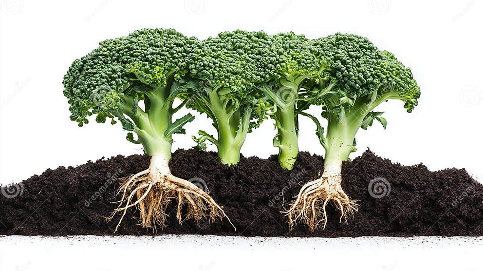 Broccoli Plants Pulled from the Earth, Their Roots Still Intact, Fresh ...