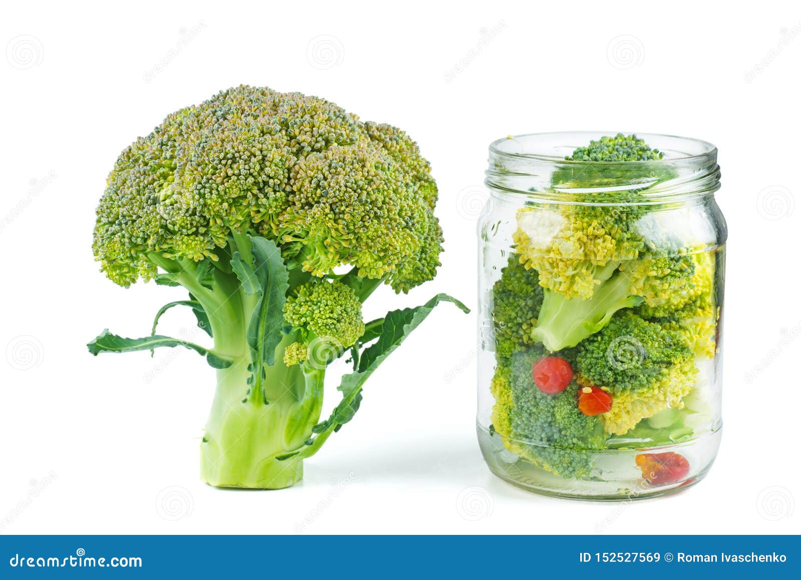 Broccoli Prepared for Canning in Glass Jar Stock Image - Image of ...