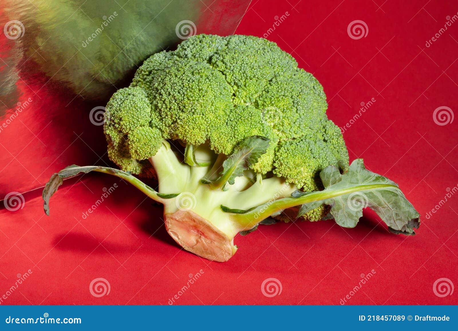 Broccoli on red stock image. Image of nutrition, tasty - 218457089