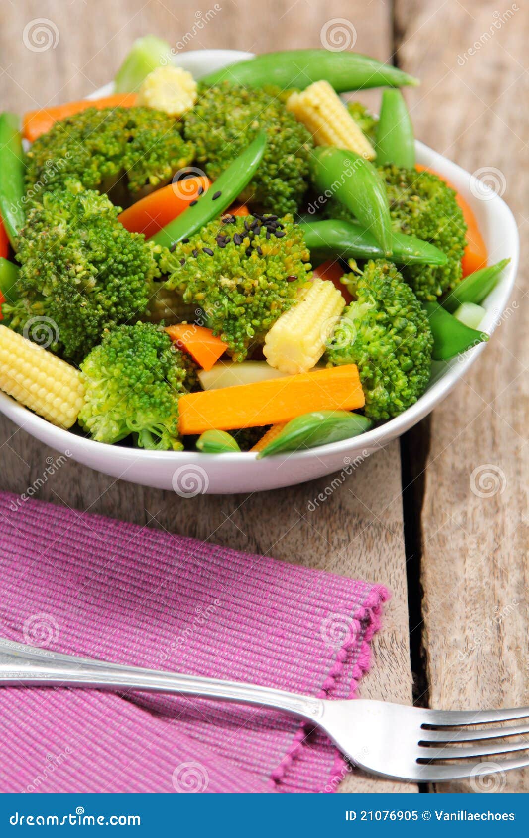 Broccoli Salad with Carrot ,baby Corn and Snap Pea Stock Image - Image ...