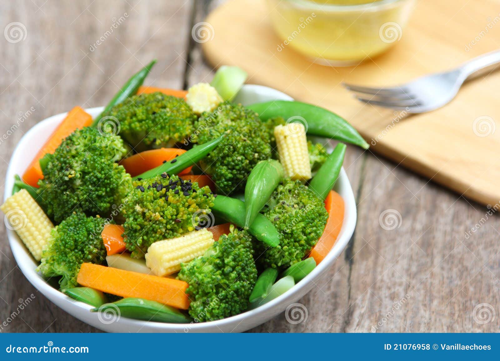 Broccoli Salad with Carrot ,baby Corn and Snap Pea Stock Photo - Image ...