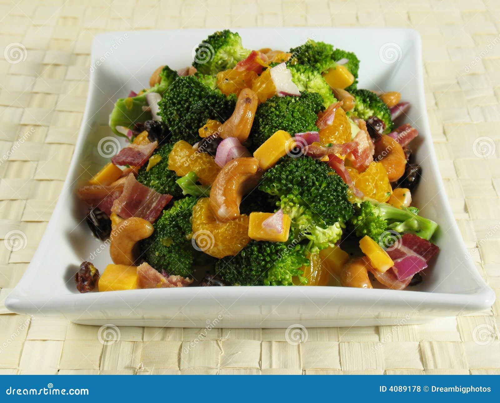 Broccoli Salad Plate stock photo. Image of green, fruit - 4089178