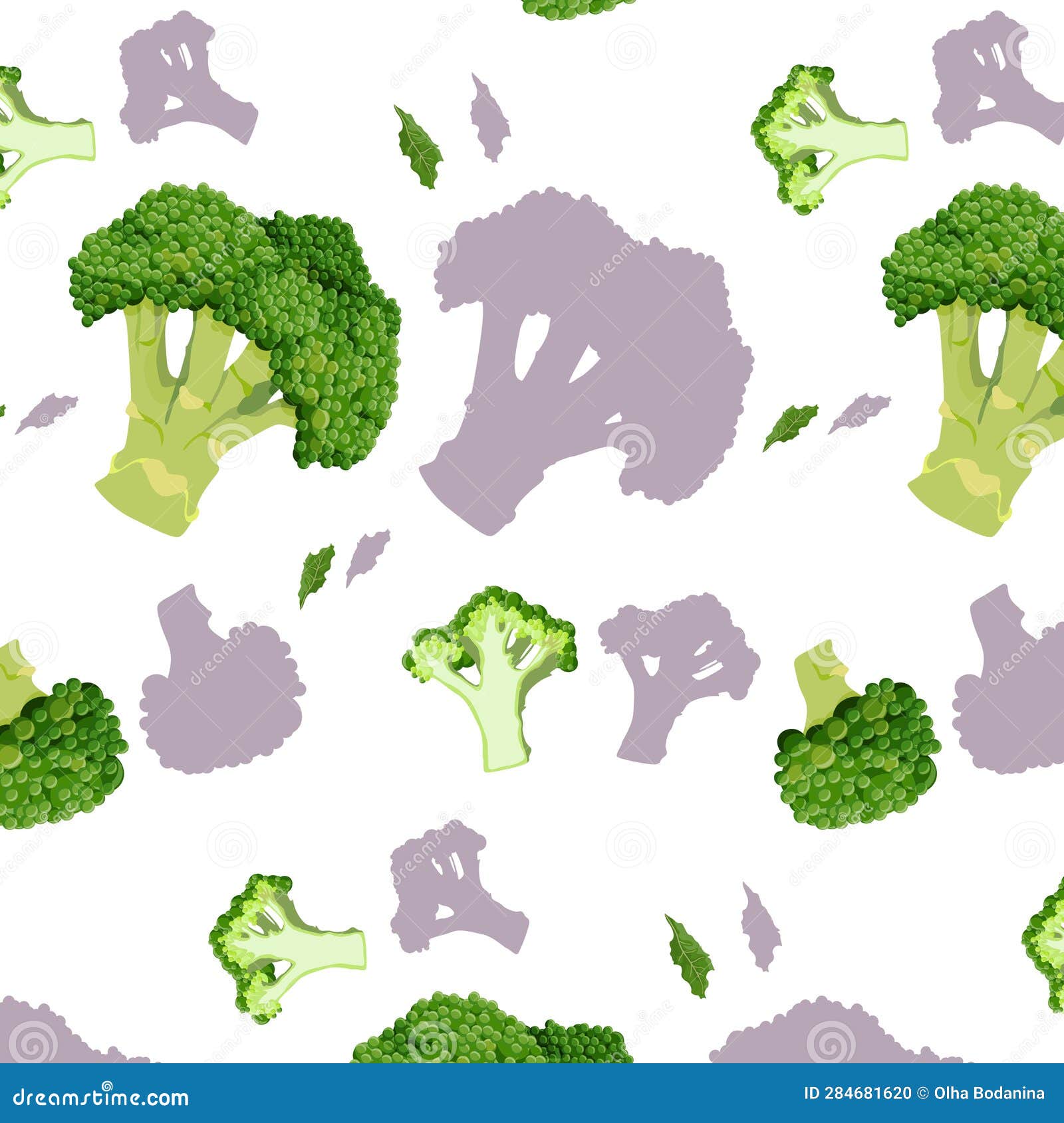 Broccoli Side View and in Section, a Head of a Plant of the Cabbage ...