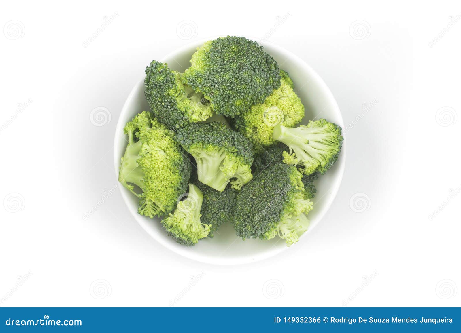 Broccoli Sliced into Small Pieces in a White Bowl Stock Photo - Image ...
