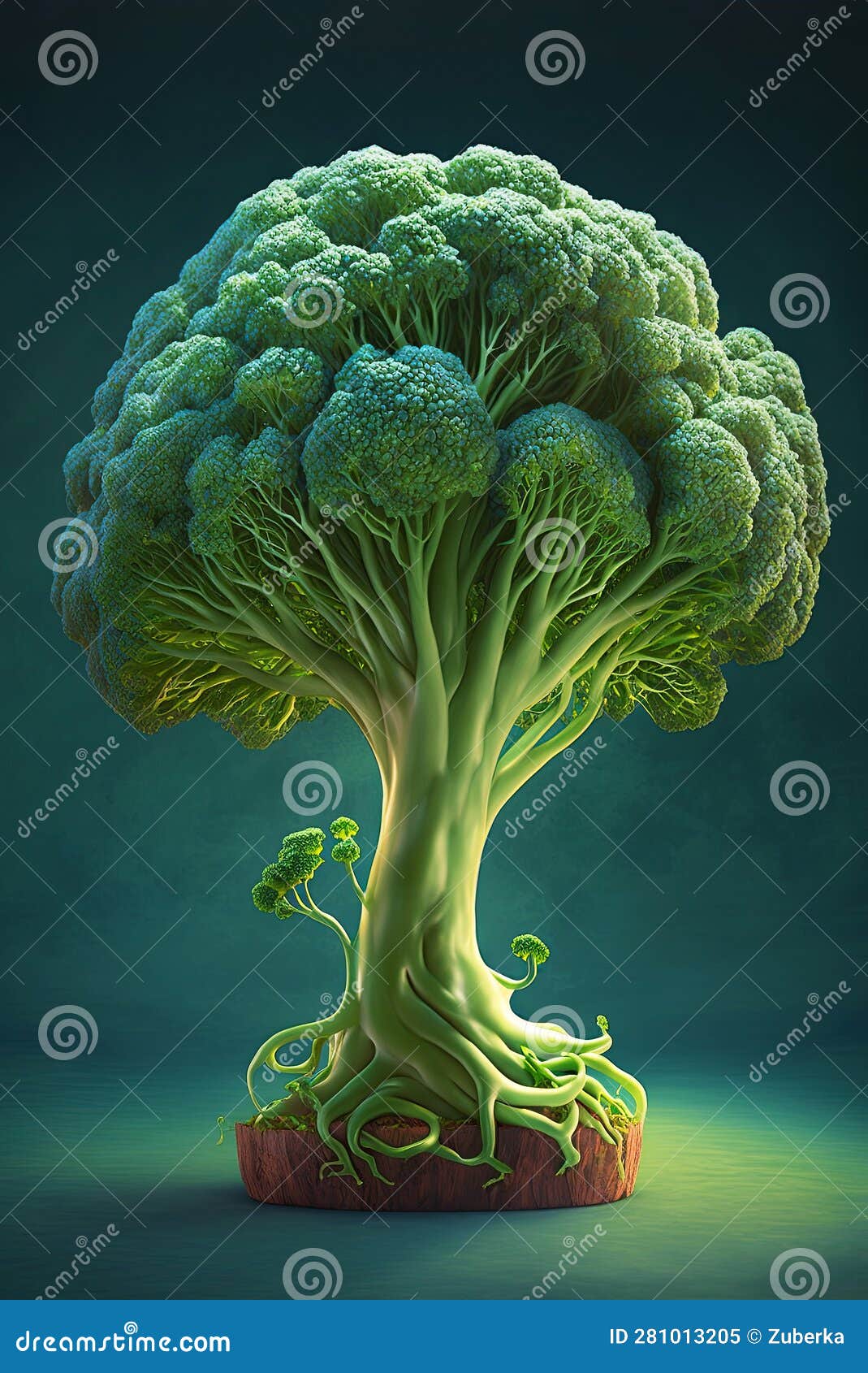 Broccoli Tree on Pedestal stock illustration. Illustration of copy ...