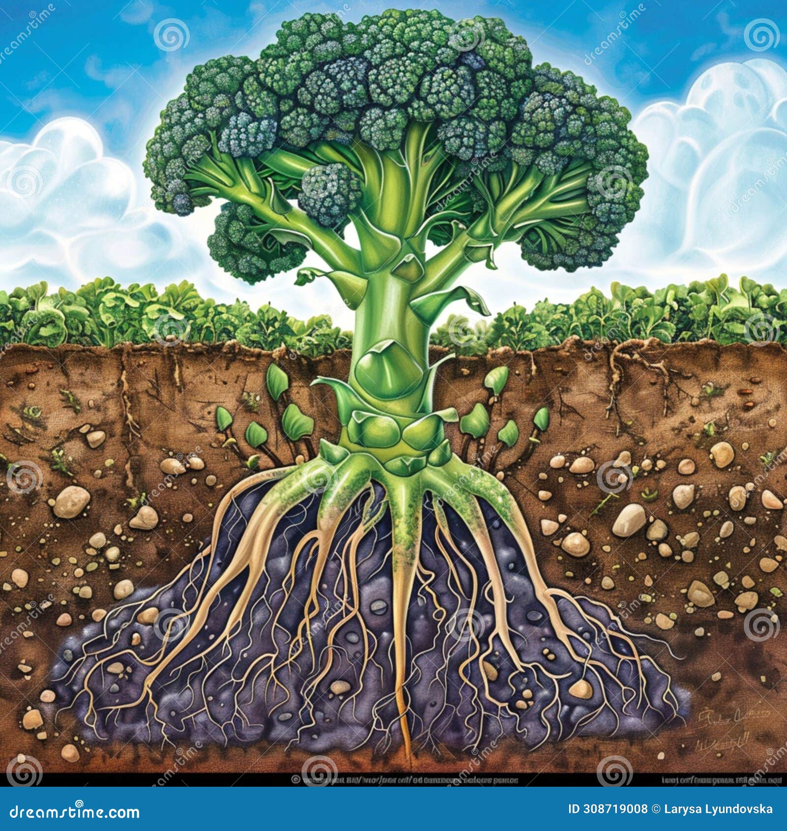 Broccoli with an Underground Root System and Above-ground ...