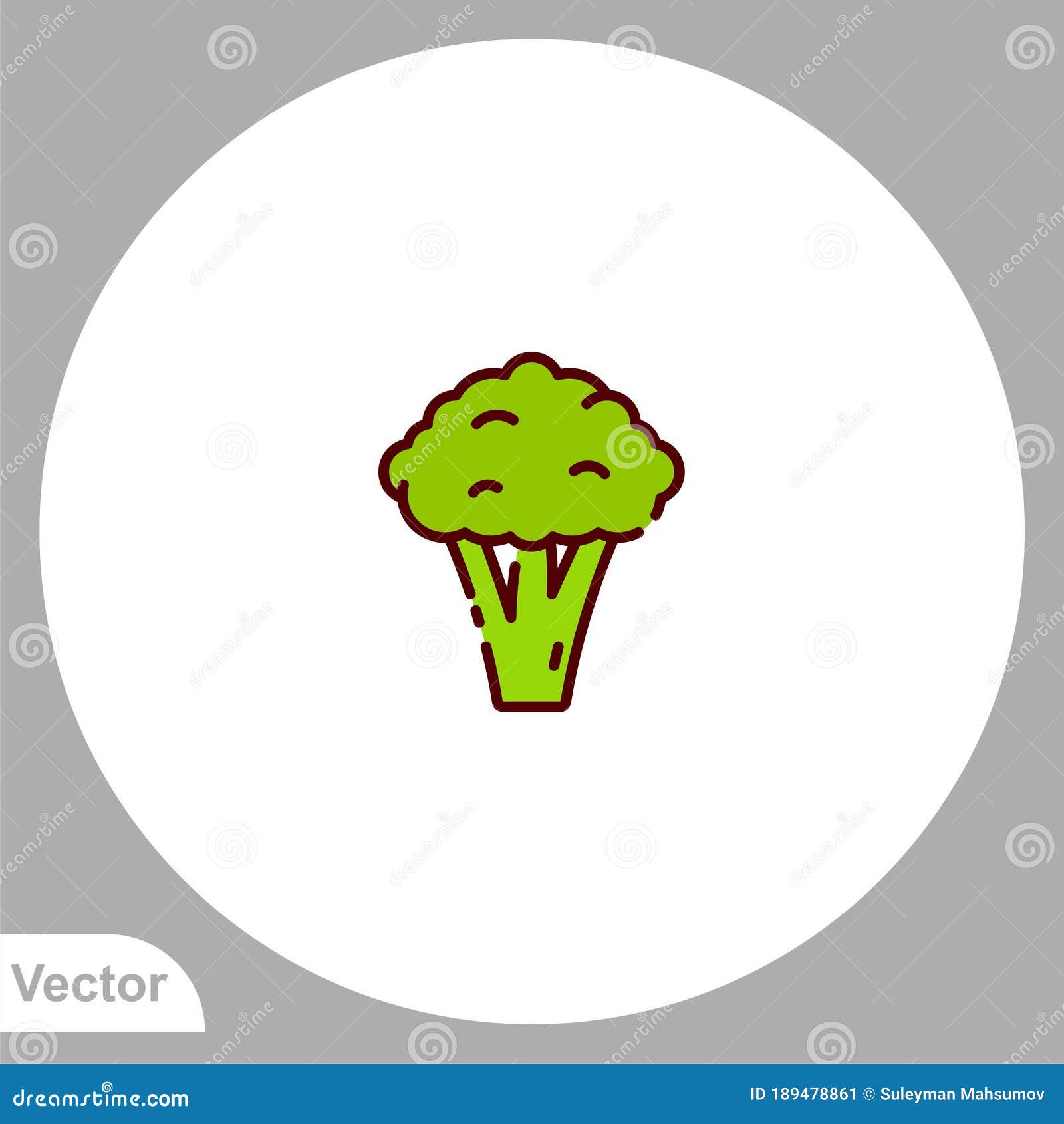 Broccoli Vector Icon Sign Symbol Stock Vector - Illustration of nature ...