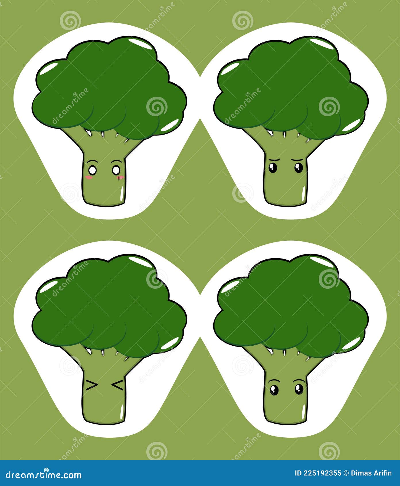 Broccoli Vegetable Mixed Expression Mask Stock Vector - Illustration of ...