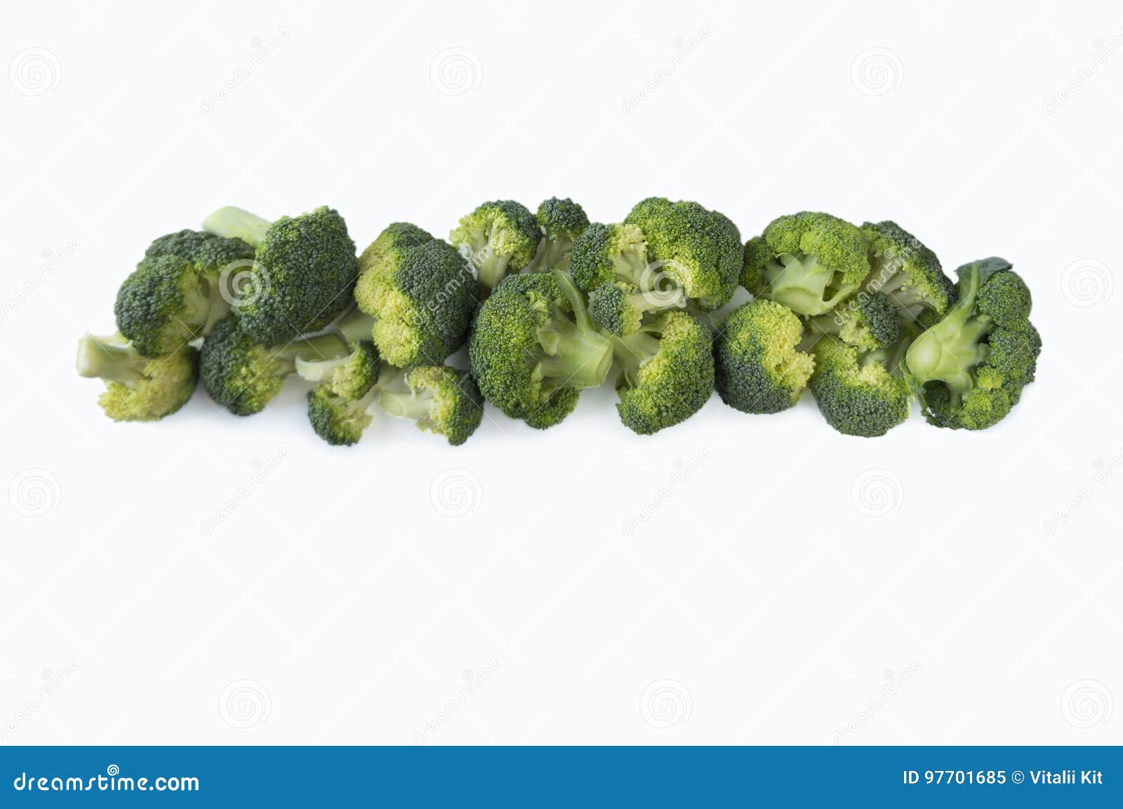 Broccoli on White Background. Top View Stock Image - Image of copy ...