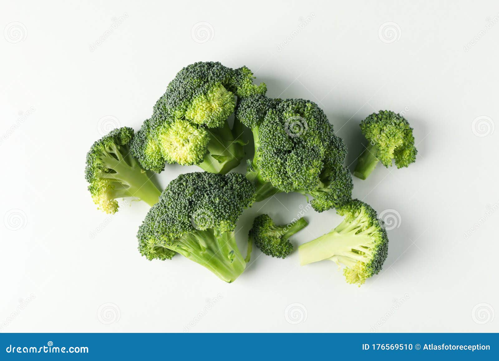 Broccoli on White Background, Top View. Fresh Stock Photo - Image of ...