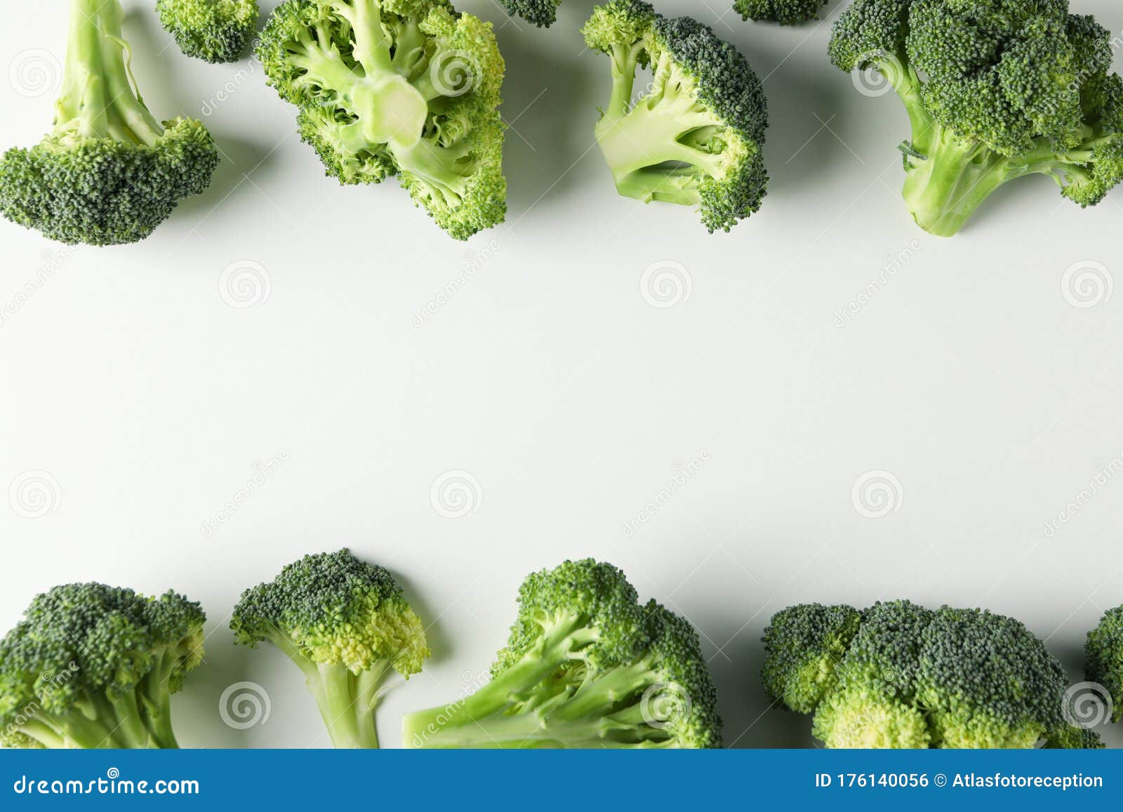 Broccoli on White Background, Top View Stock Photo - Image of isolated ...