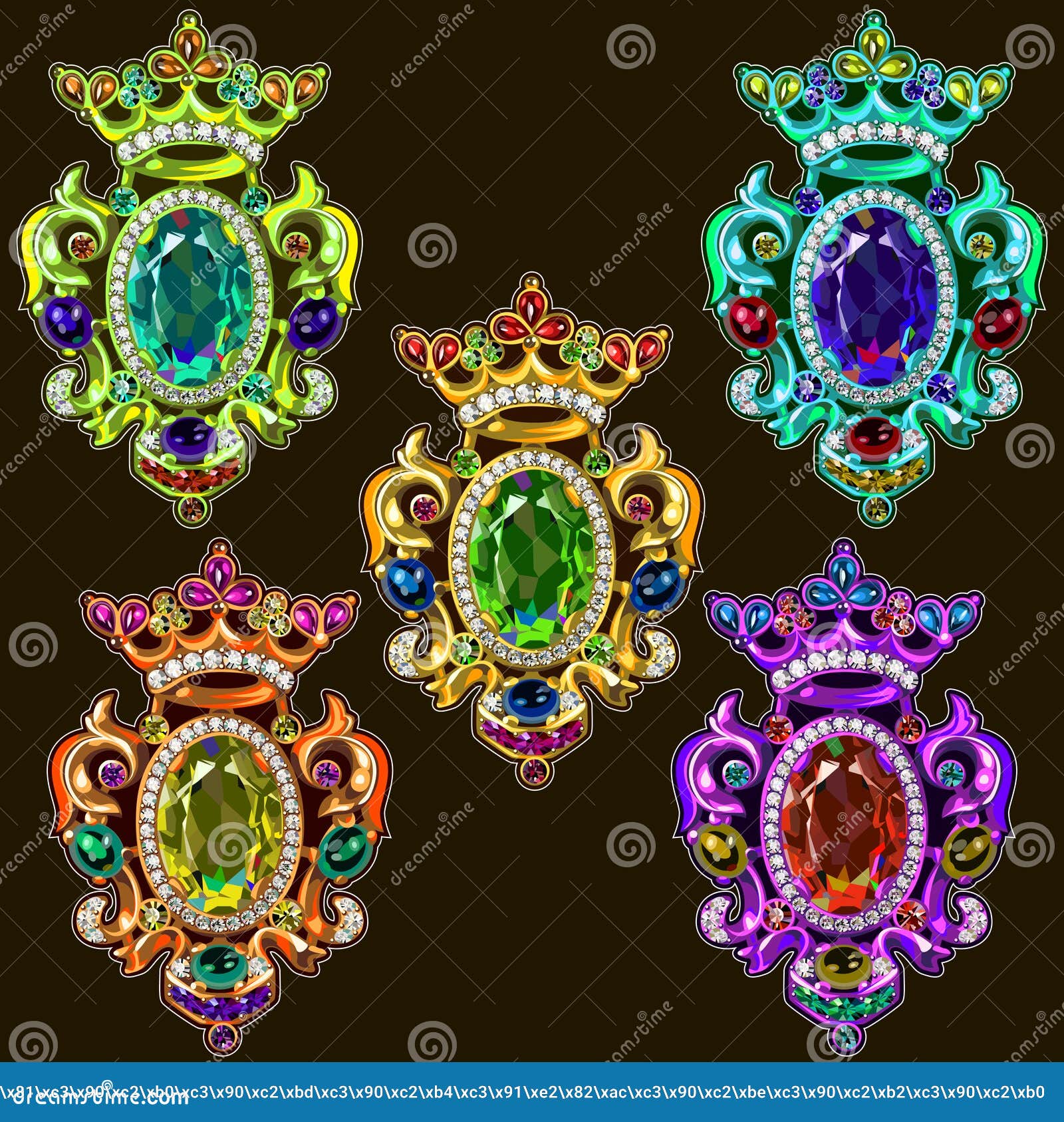 Vector Broche Crown Multicolored Clip Art Stock Vector - Illustration ...