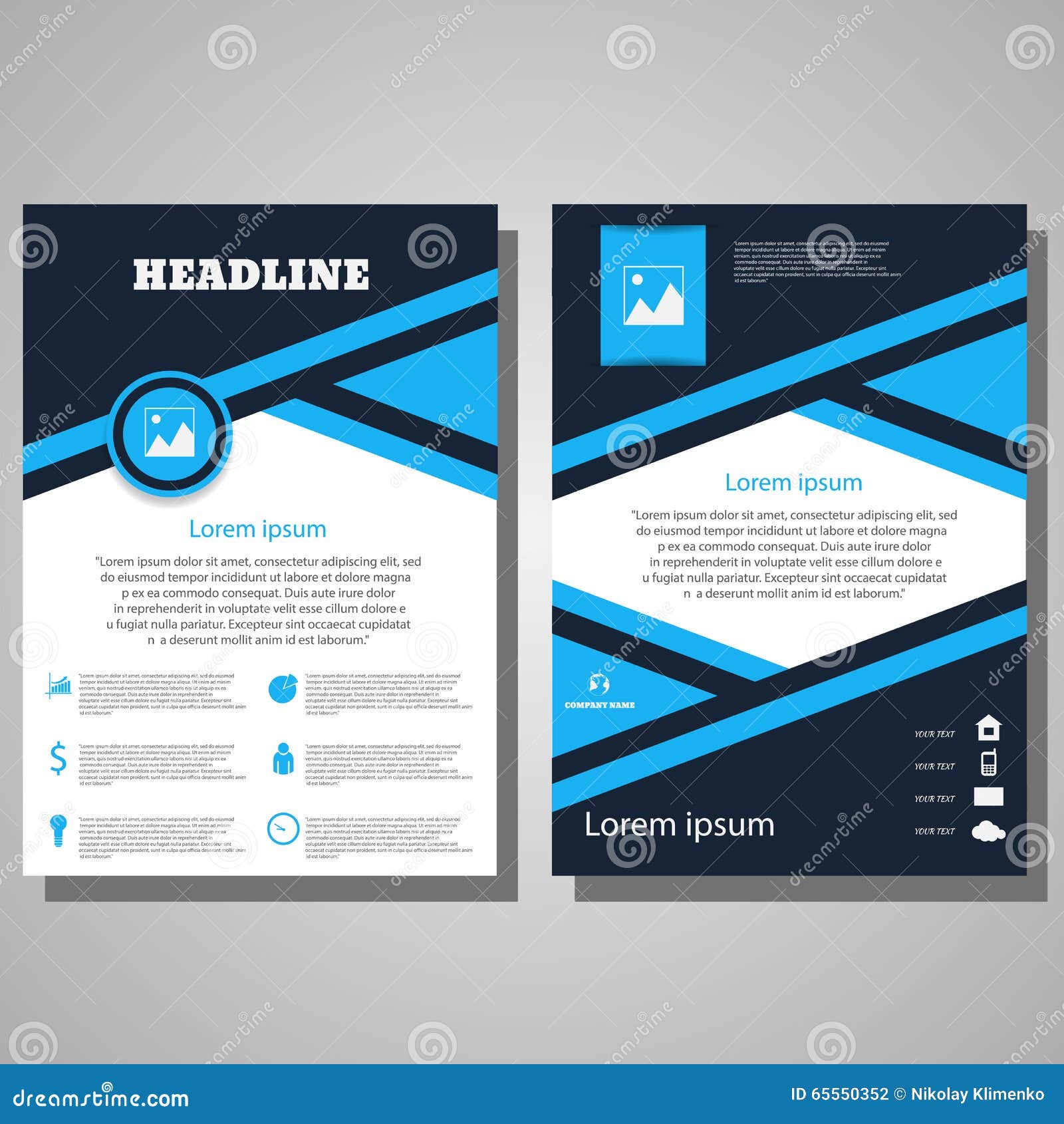 Brochure Blue Flyer Design Layout Template.infographic E Stock Vector ...