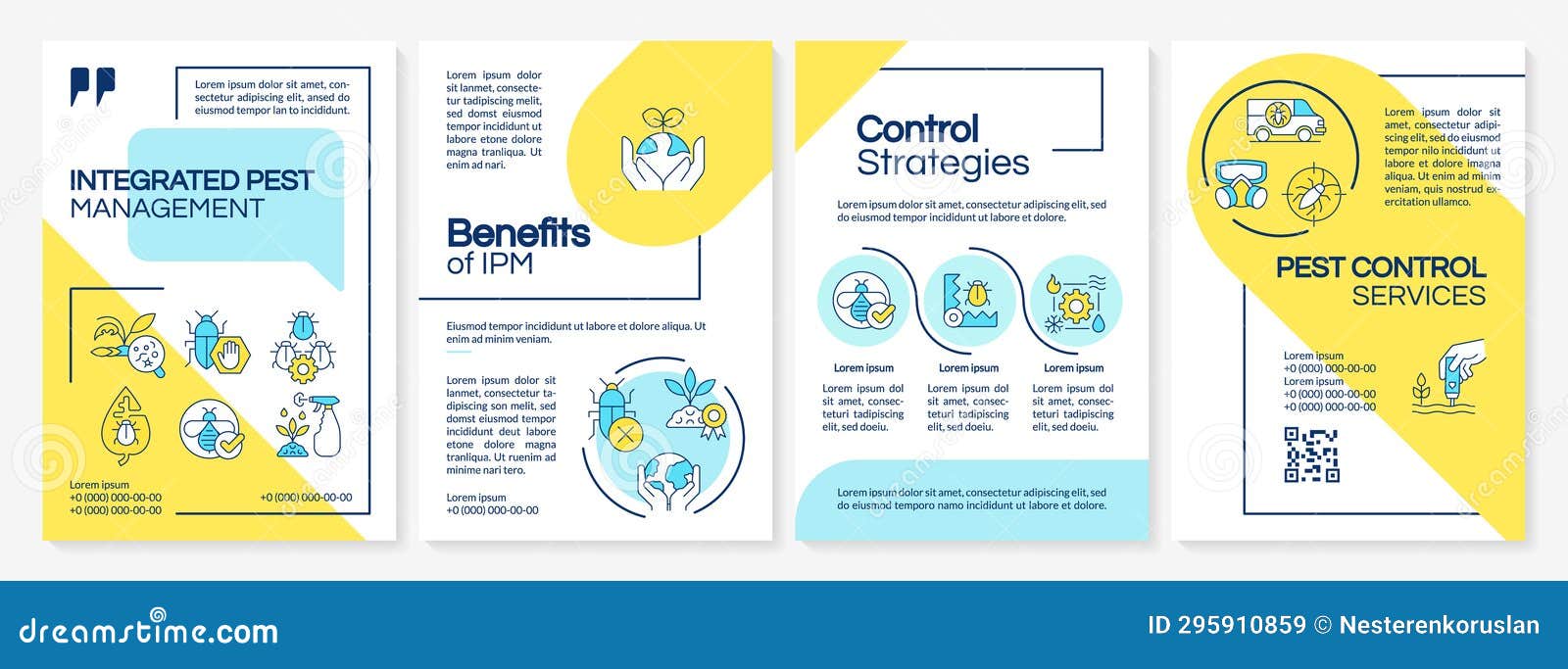 Brochure with Colorful Integrated Pest Management Icons Stock ...