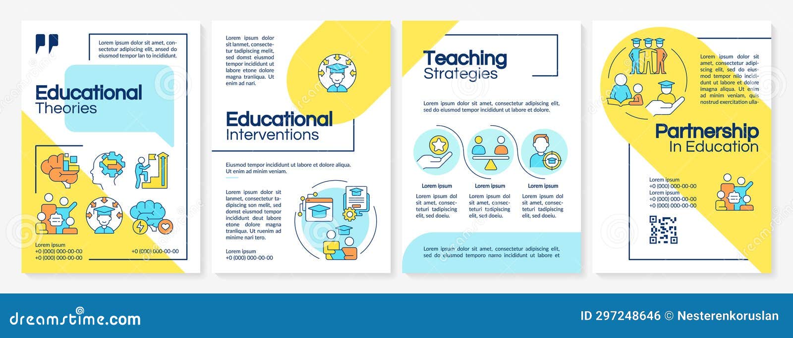 Brochure with Colorful Learning Theories Icons Stock Vector ...