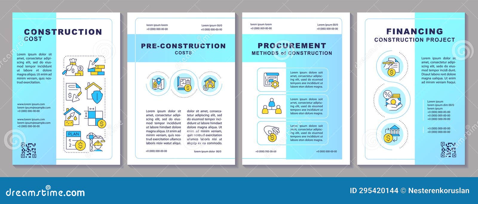Brochure with Construction Cost Simple Thin Line Icons Stock ...