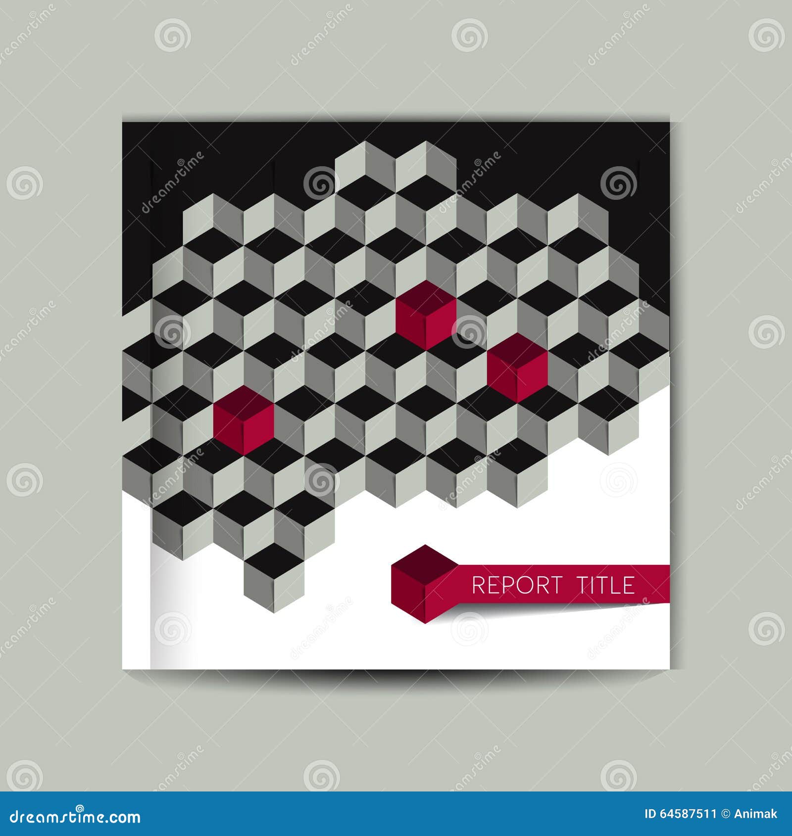 Brochure Cover Page. 3D Cube Grey Template Stock Vector - Illustration ...