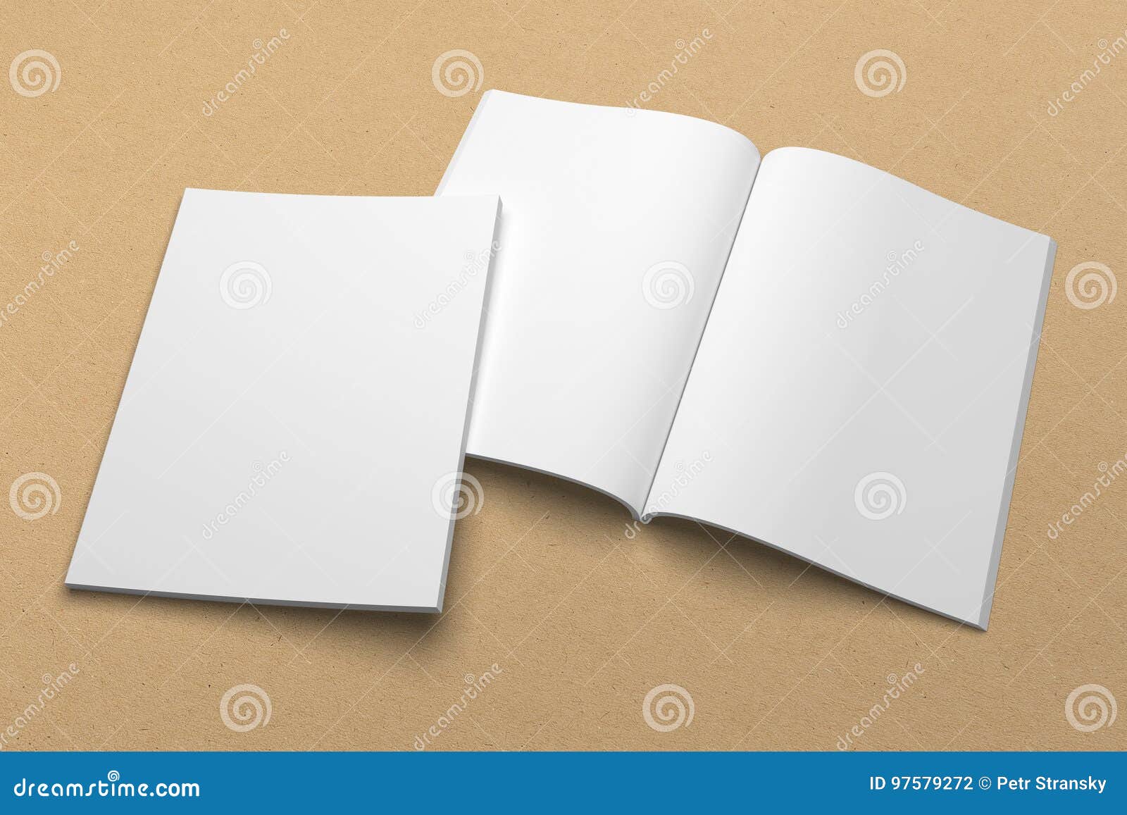 Brochure 3D Illustration Mockup on Recycled Paper Texture No. 1 Stock ...