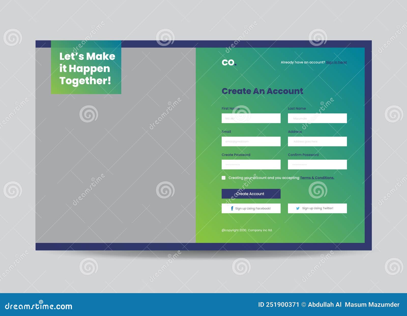 Website Signup Form or Web Registration Form Design or Site Overlay ...