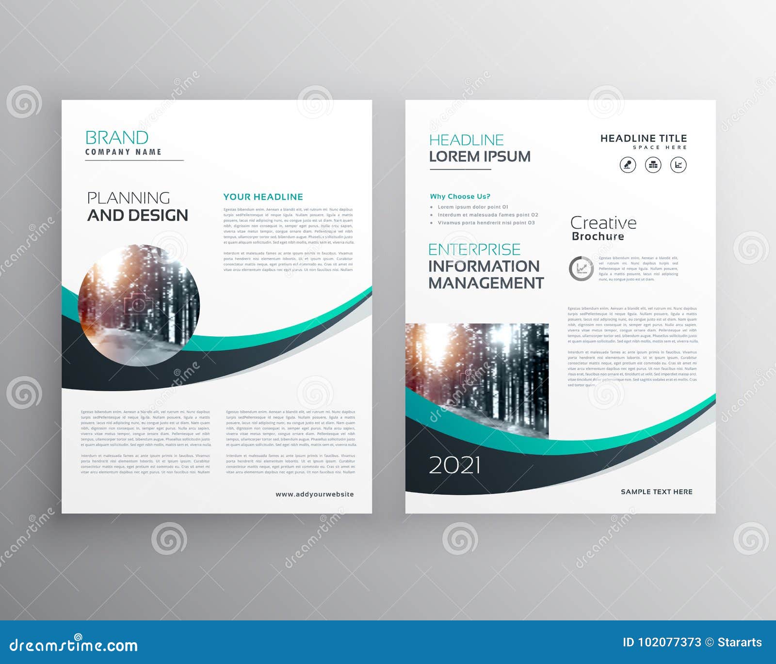 Brochure Design with Blue Wave Shape Template Stock Vector ...