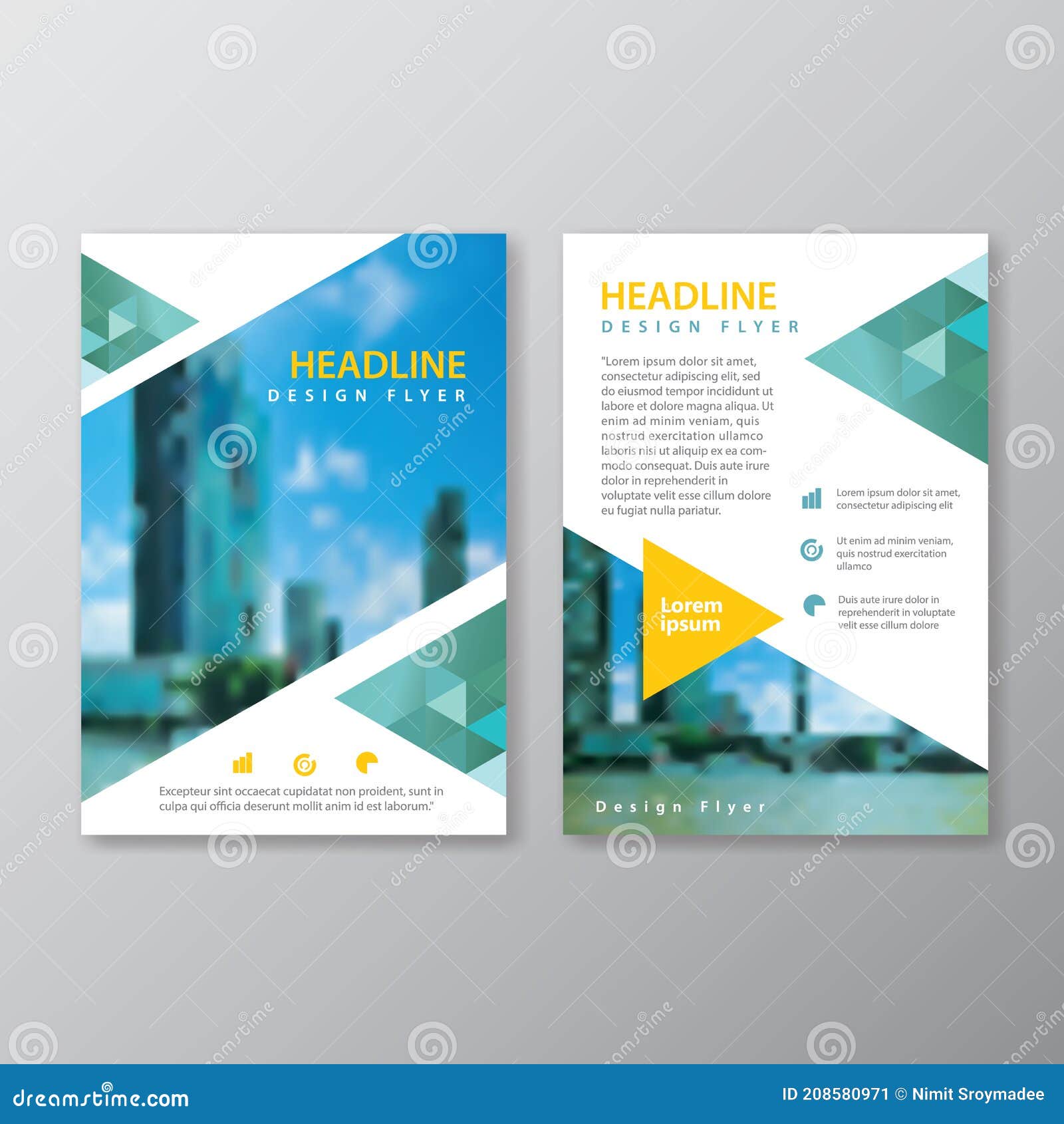 Brochure Design Green and Yellow Cover Layout Template Stock ...