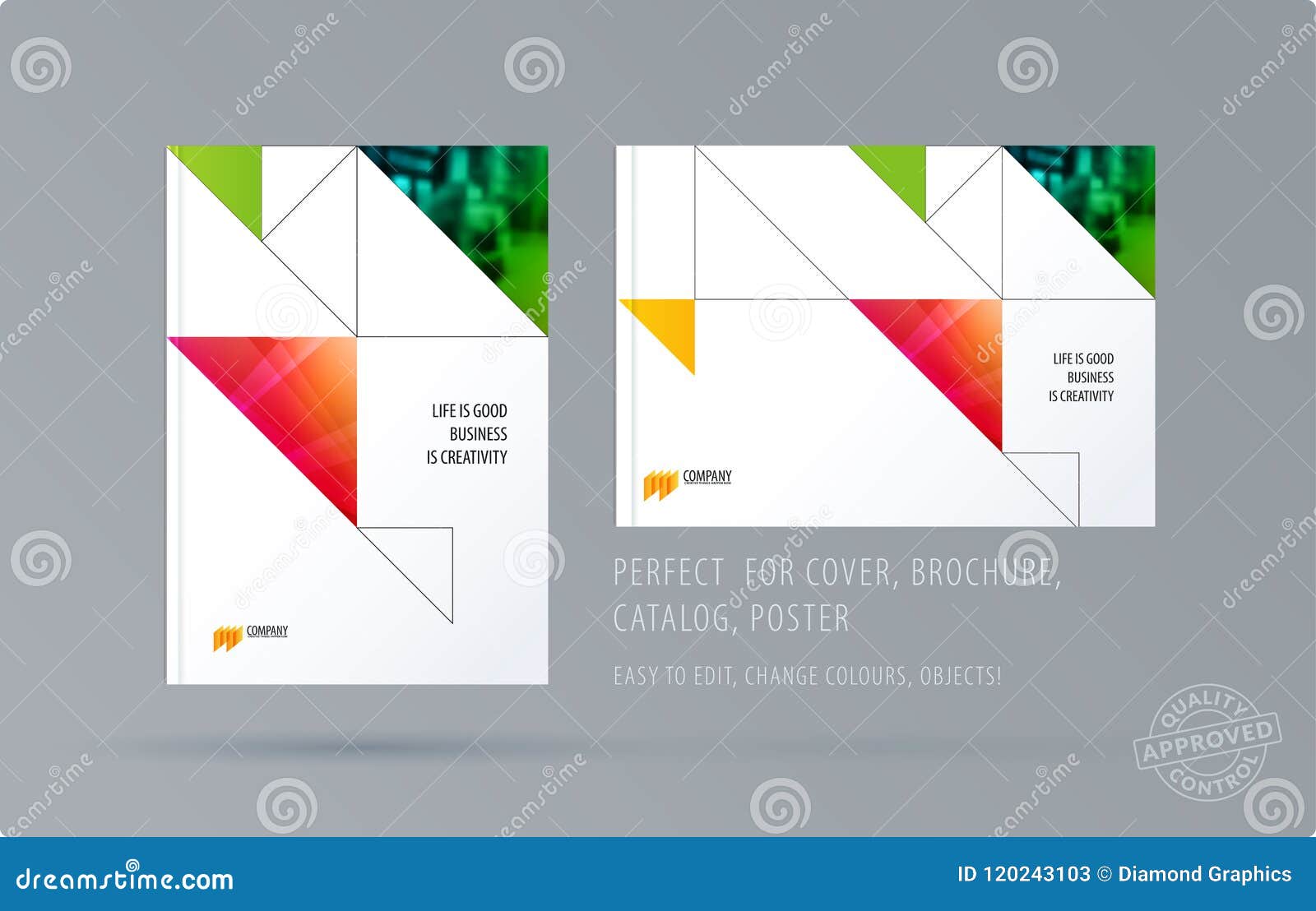 Brochure Design Triangular Template. Colourful Modern Abstract Set ...