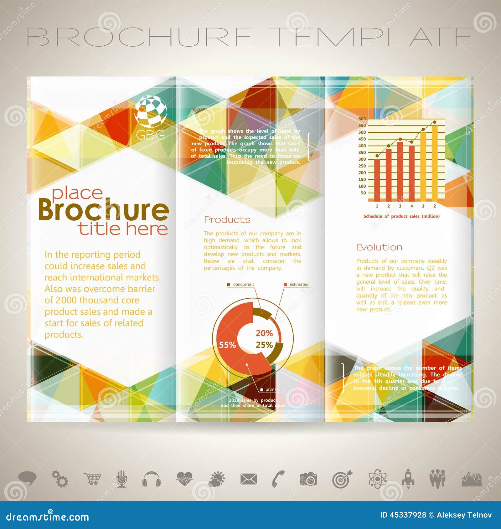 Brochure Design Template stock vector. Illustration of polygon - 45337928