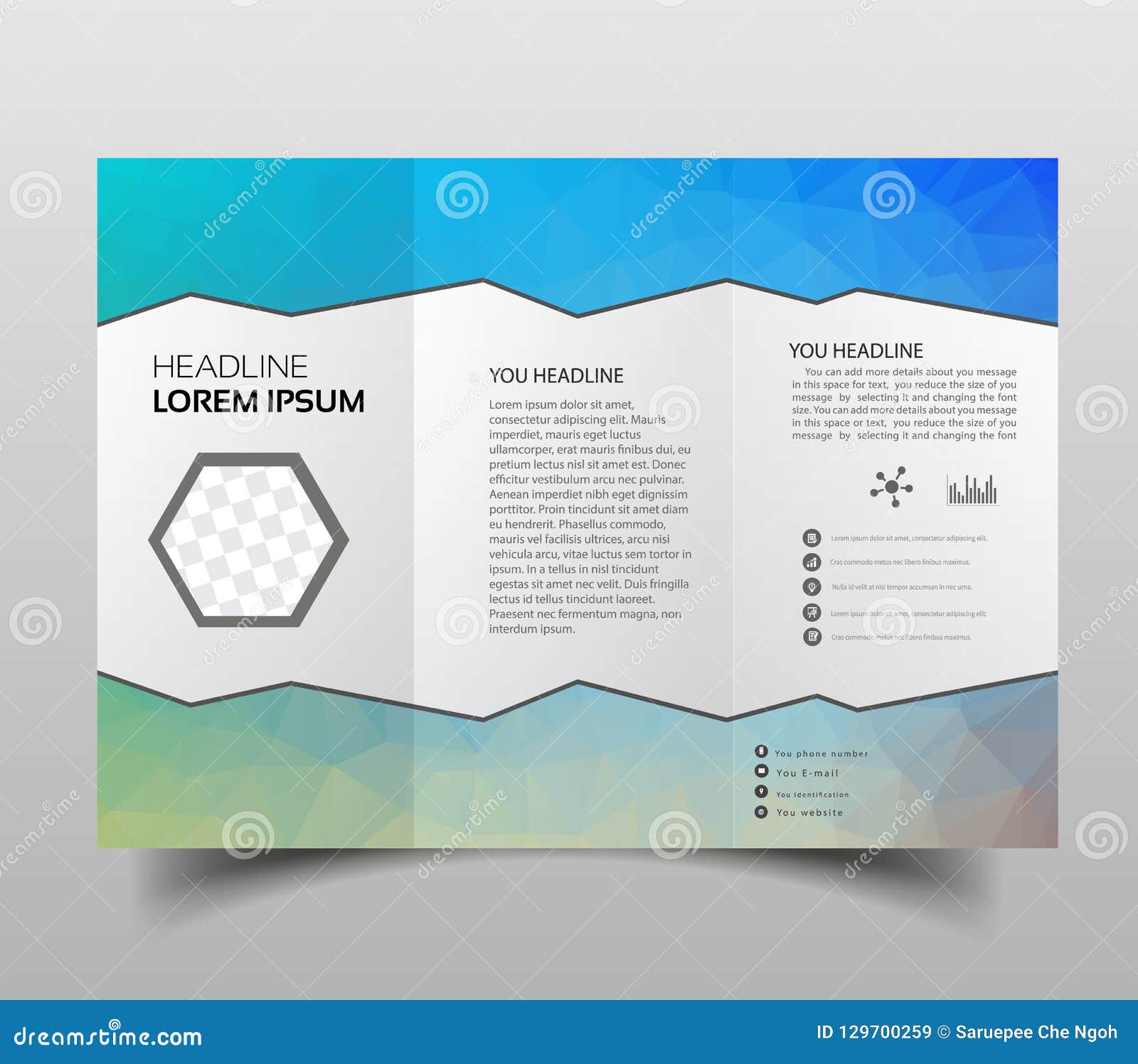Brochure Design Template Polygonal Tri-fold Abstract Triangles, Modern ...