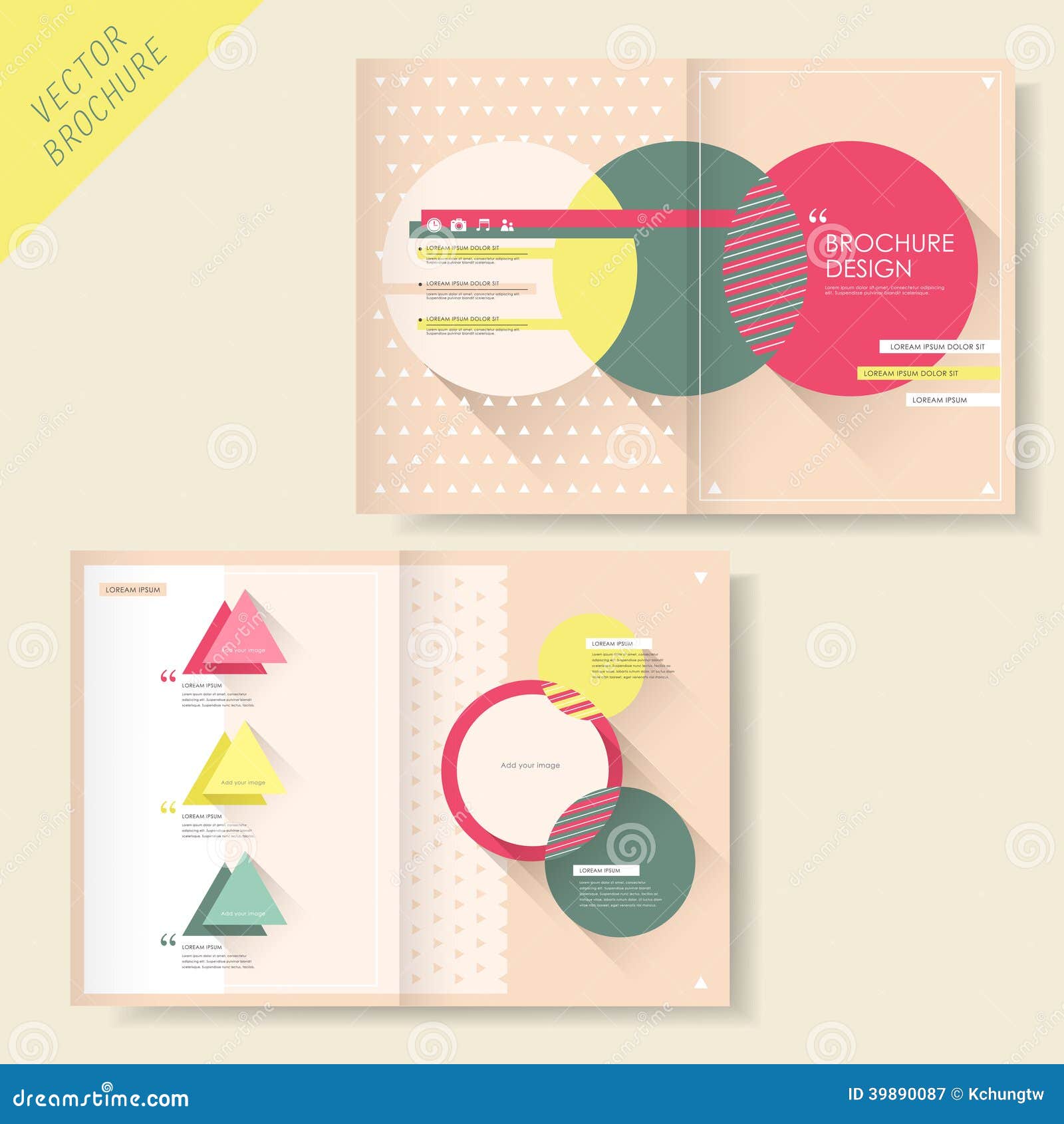 Brochure Design with Triangle and Circle Stock Vector - Illustration of ...