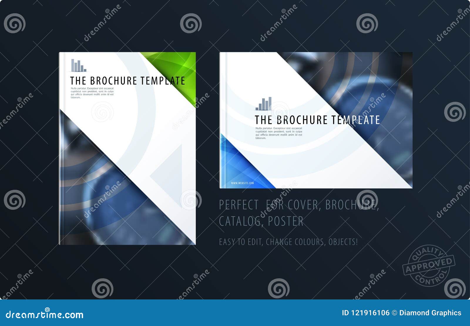 Brochure Design Triangular Template. Colourful Blue Modern Abstract Set ...