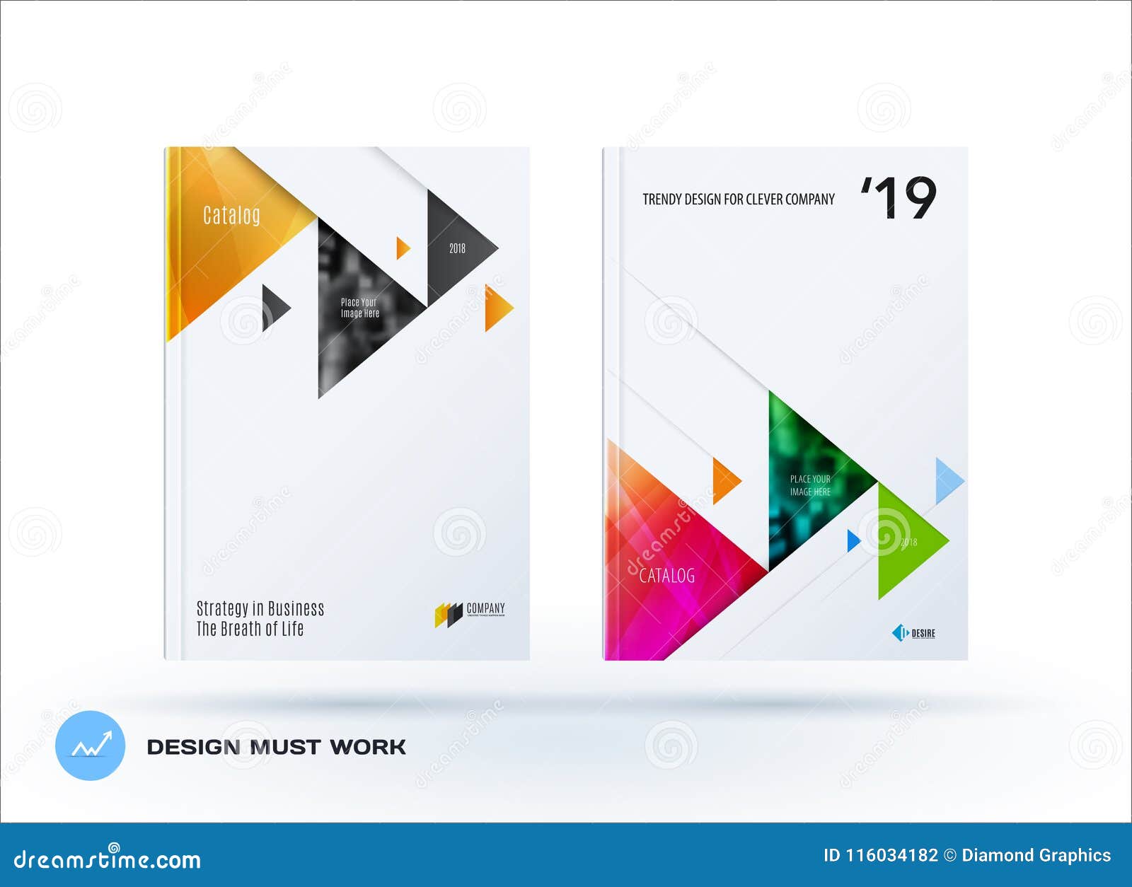 Brochure Design Triangular Template. Colourful Modern Abstract Set ...