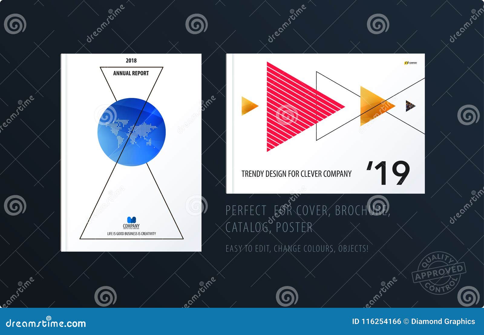 Brochure Design Triangular Template. Colourful Modern Abstract Set ...