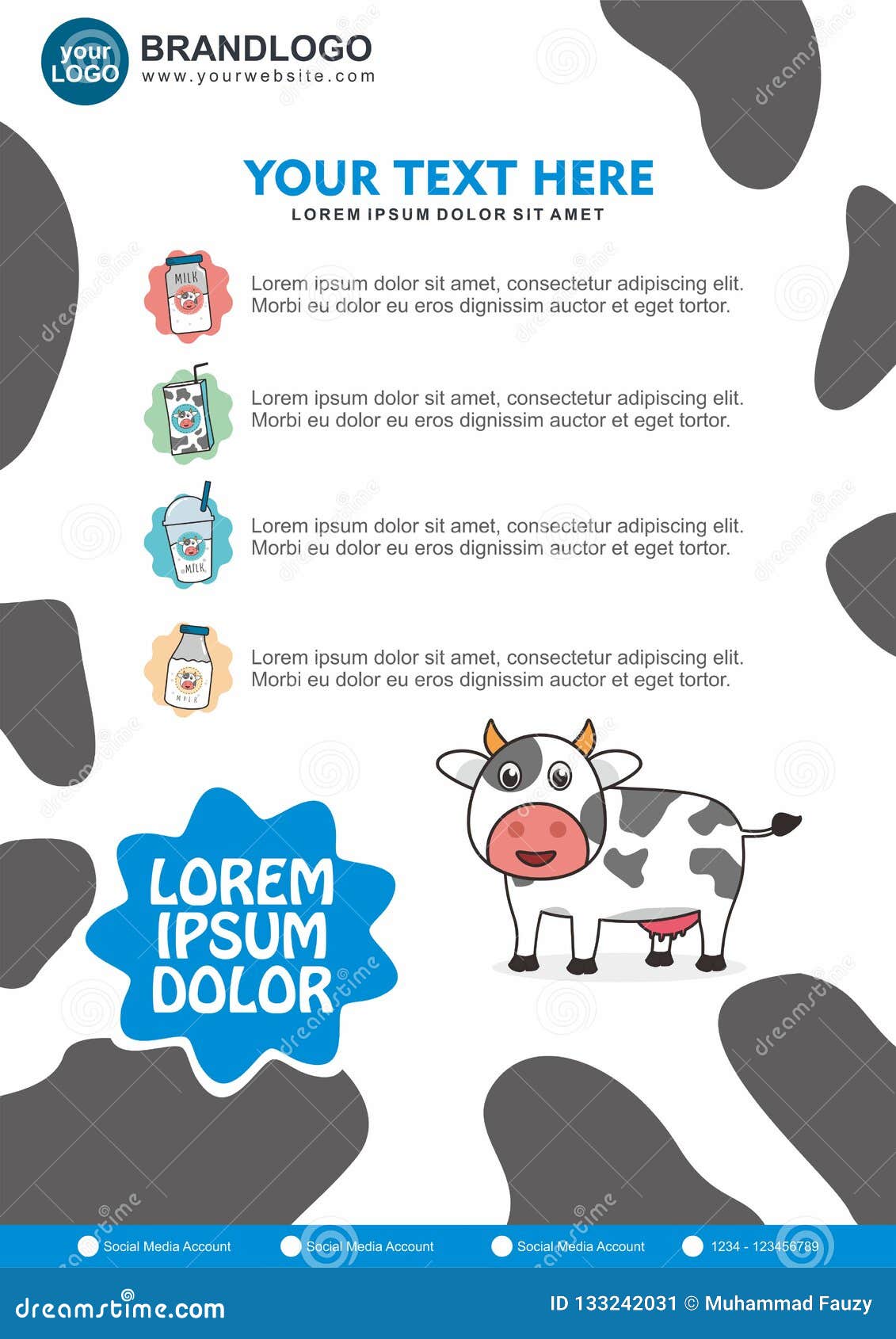 Brochure Design Template for Milk Product Stock Vector - Illustration ...