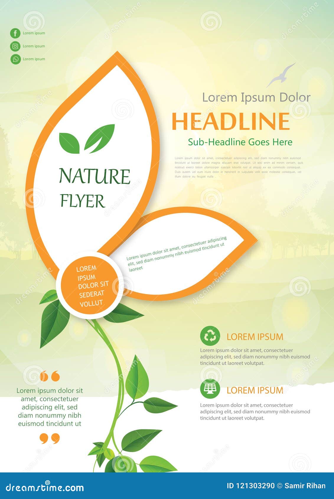 Brochure Flyer Cover Template Nature Layout Leaflet Leaves Stock Vector ...