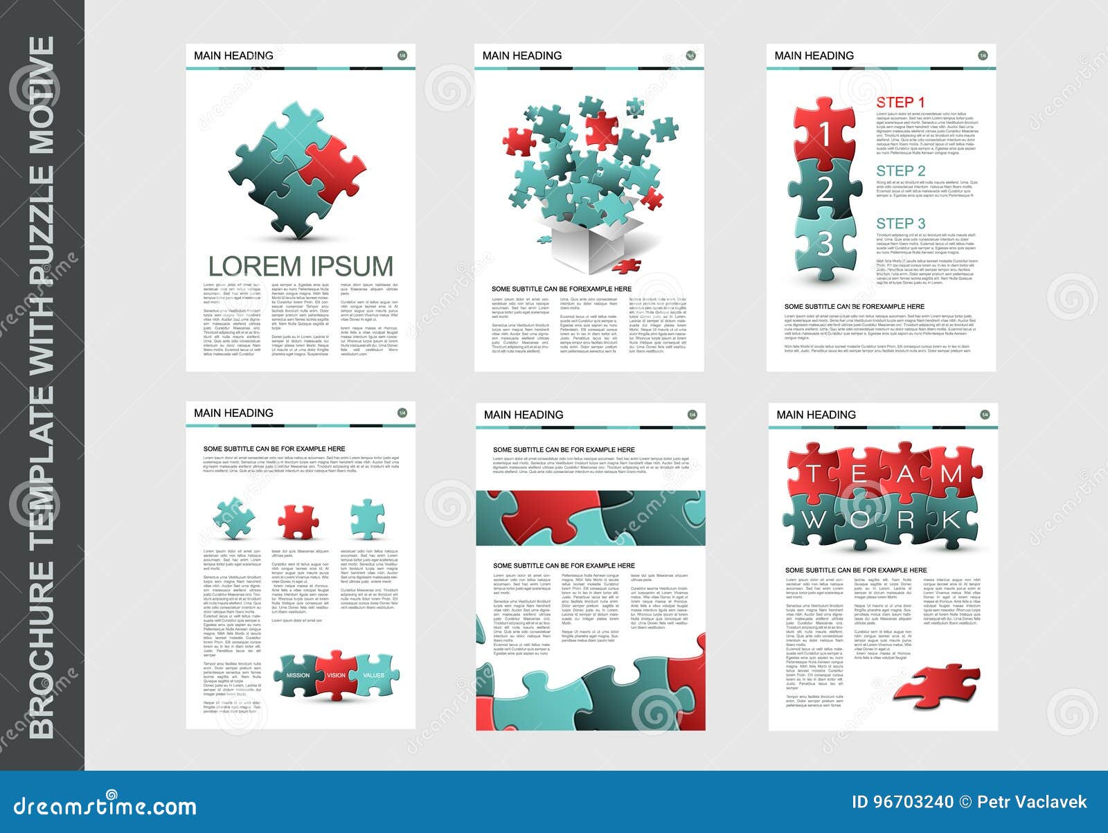 Brochure Flyer Design Template with Puzzle Stock Vector - Illustration ...