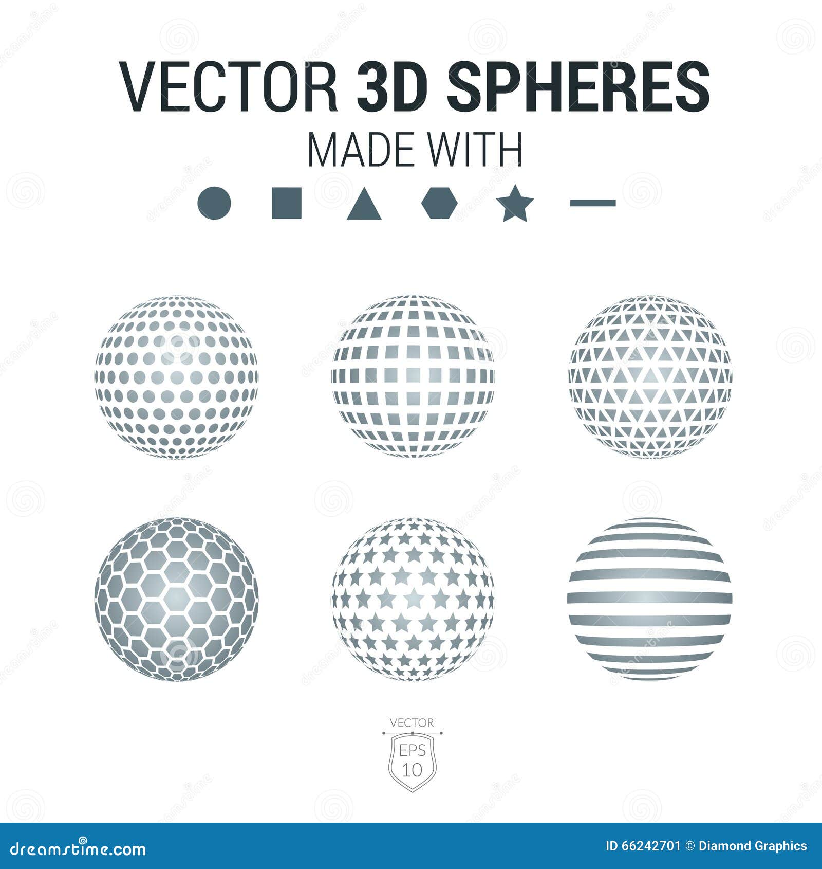 Brochure, Flyer with Set of 3D Sphere of Geometric Shapes. Vect Stock ...