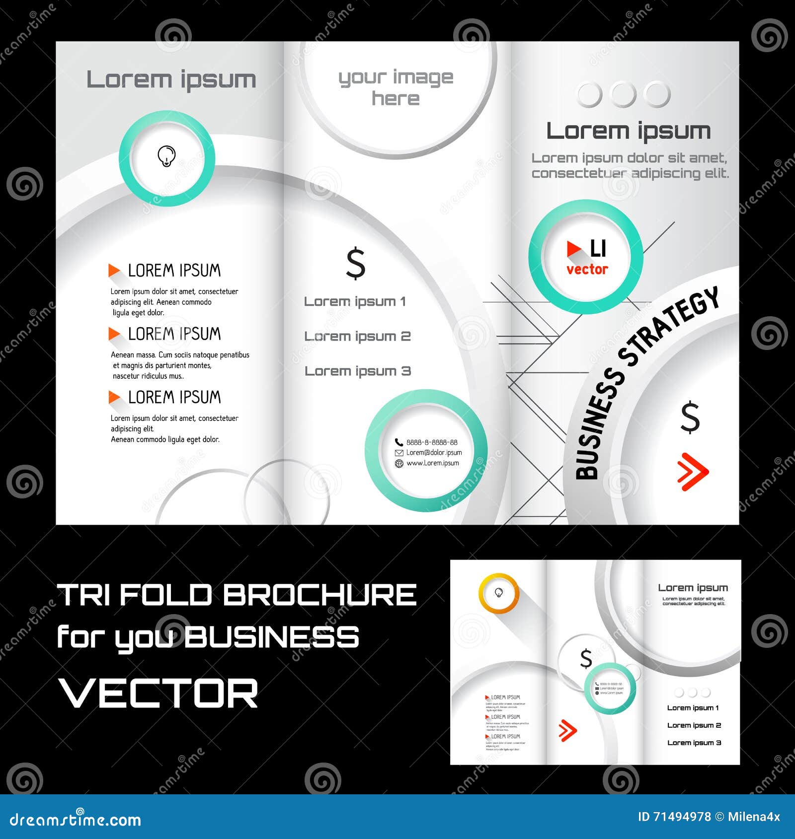 Brochure Folder Leaflet Geometric Circle Abstract Element Blue Color ...