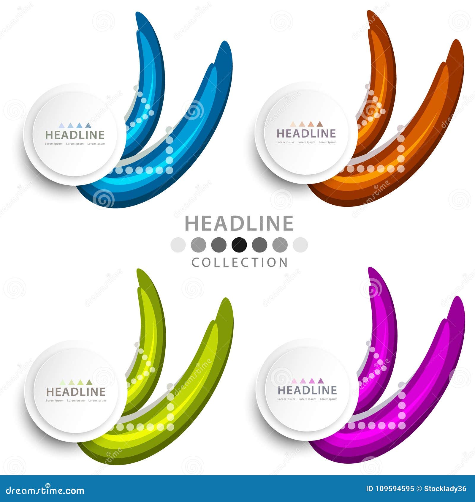 Brochure Header Layout Colorful Template Collection Stock Vector ...