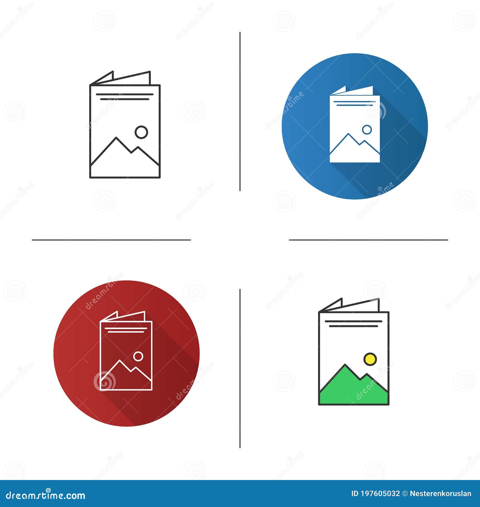 Leaflet Flat Line Icon. Brochure Sign. Thin Linear Logo For Printery, Design Studio Vector ...