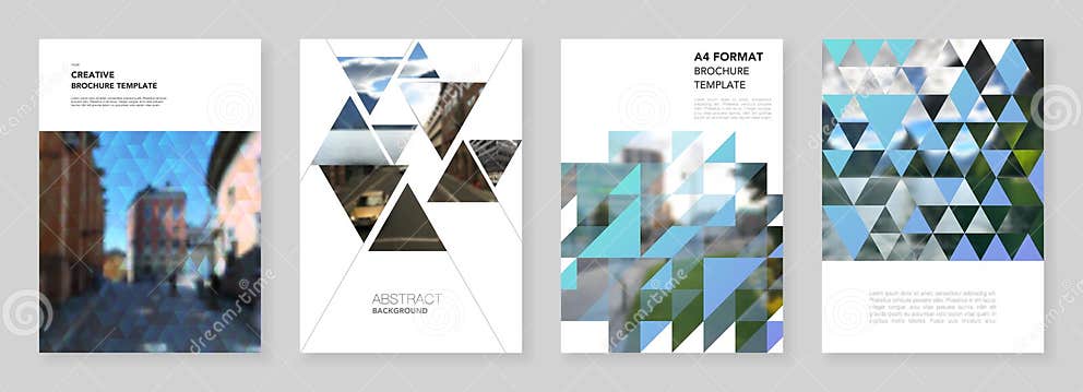 A4 Brochure Layout of Covers Design Template with Triangles, Triangular ...
