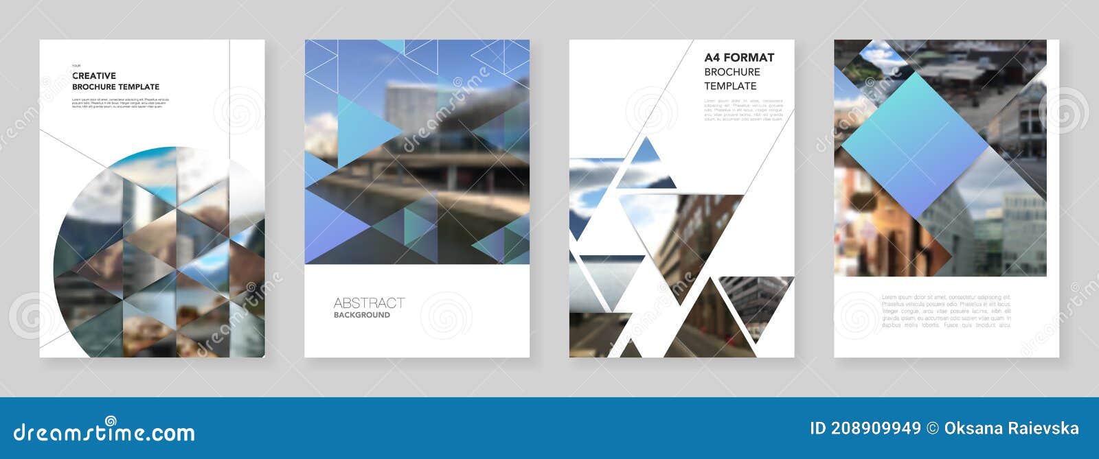 A4 Brochure Layout of Covers Design Template with Triangles, Triangular ...