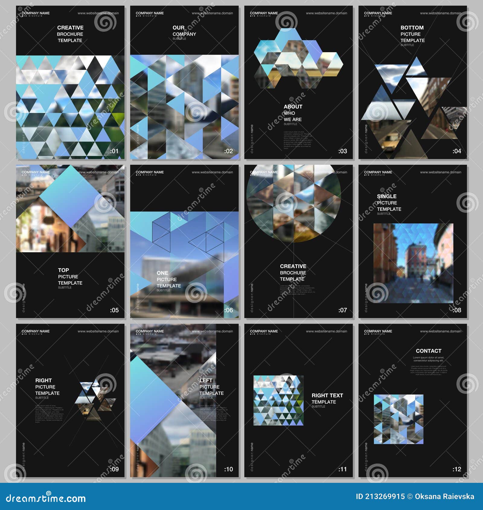 A4 Brochure Layout of Covers Design Template with Triangles, Triangular ...