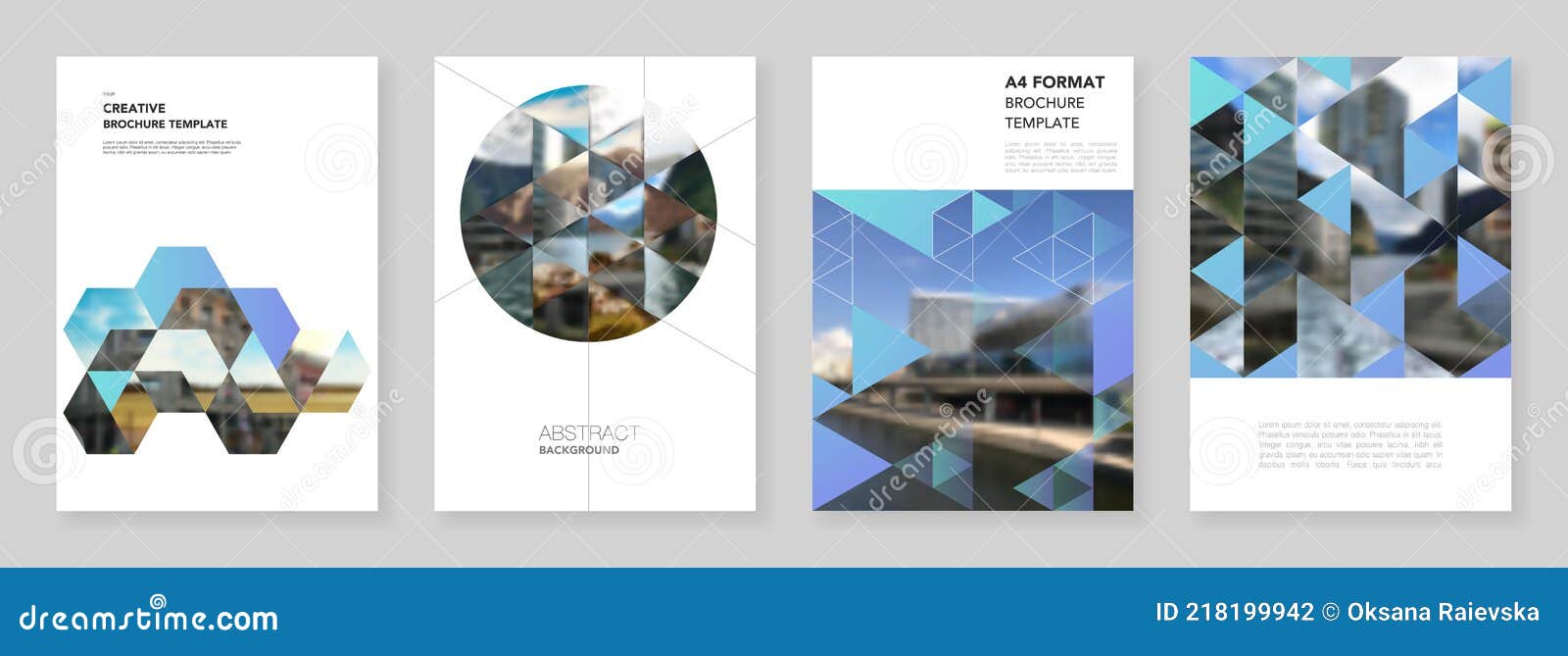 A4 Brochure Layout of Covers Design Template with Triangles, Triangular ...