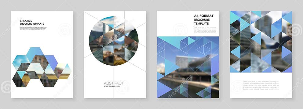 A4 Brochure Layout of Covers Design Template with Triangles, Triangular ...