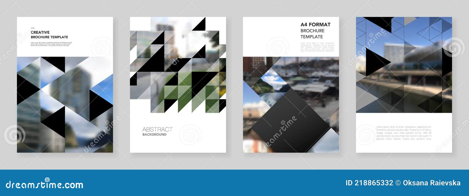 A4 Brochure Layout of Covers Design Template with Triangles, Triangular ...
