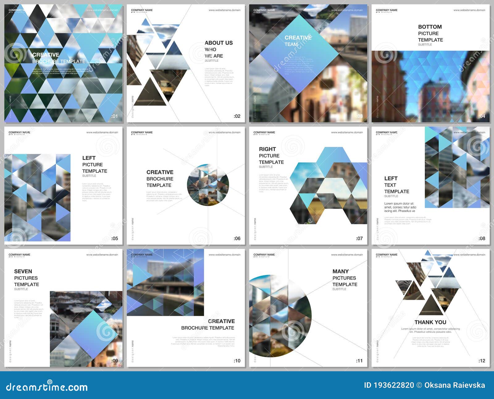 Brochure Layout of Square Covers Design Templates with Triangles ...