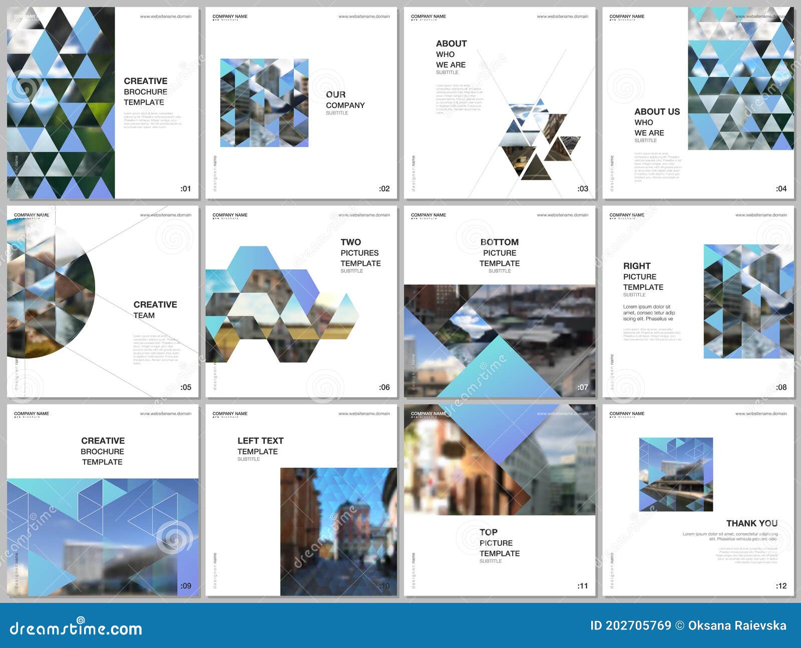 Brochure Layout of Square Covers Design Templates with Triangles ...