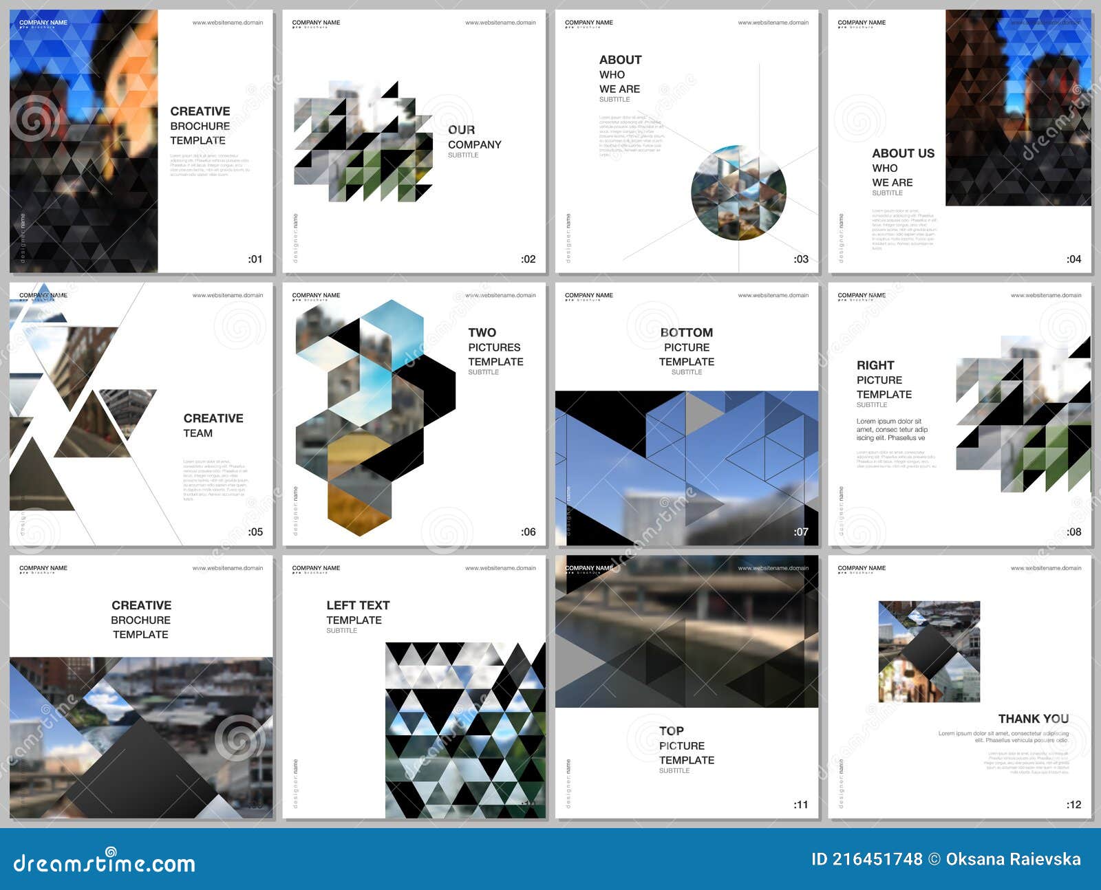 Brochure Layout of Square Covers Design Templates with Triangles ...