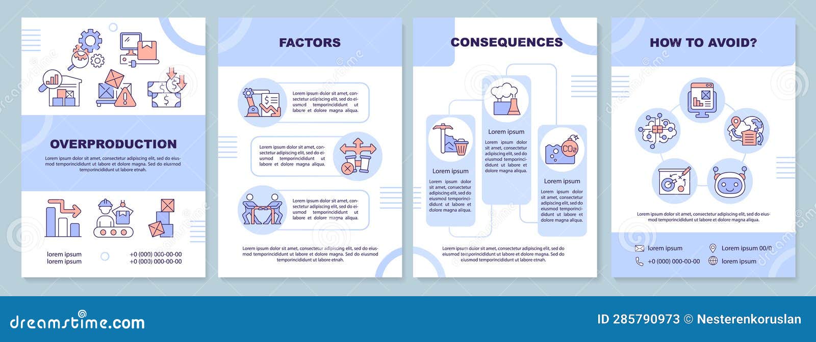 Brochure with Overproduction Thin Line Icons Stock Vector ...